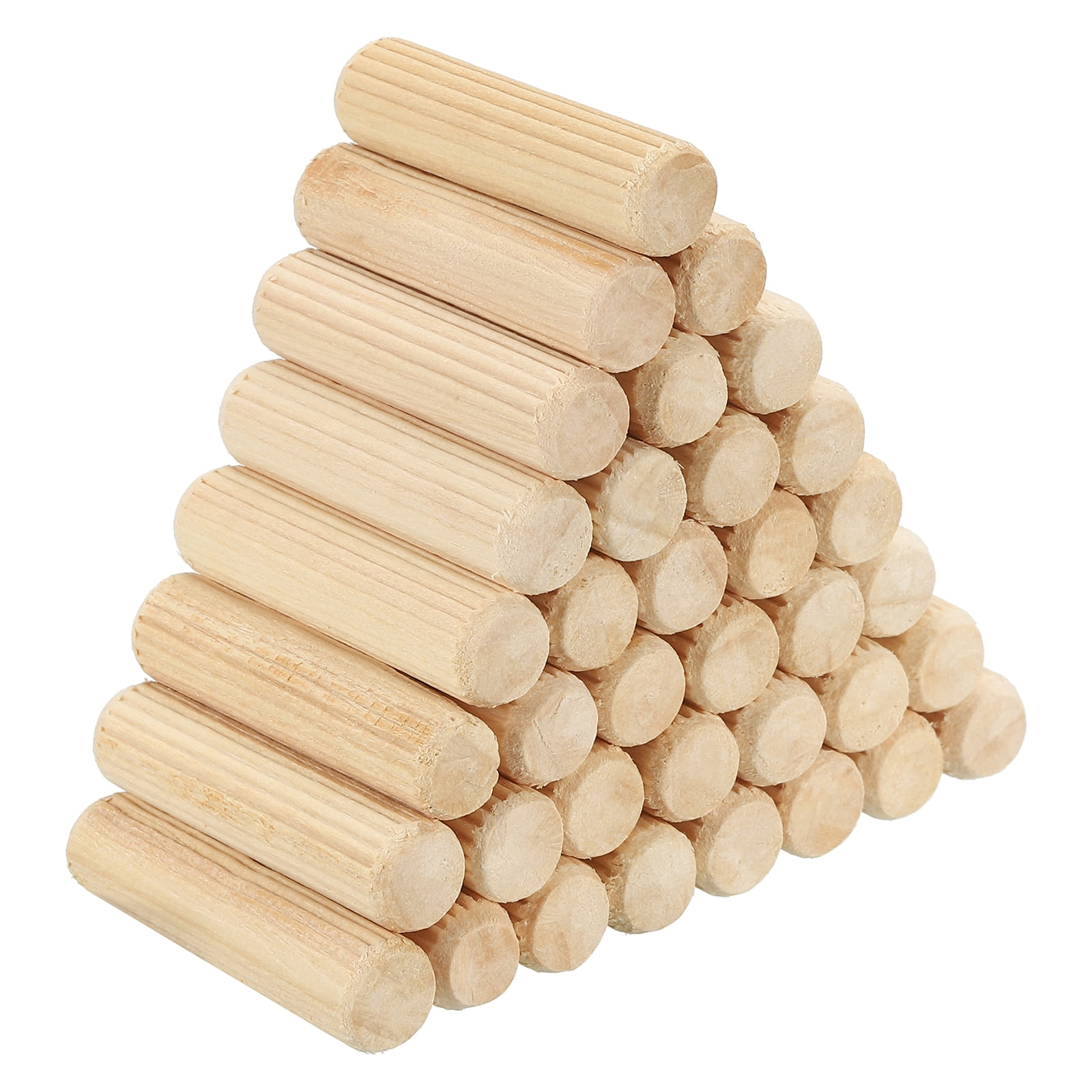 Uxcell 3/8"x1 9/16" Wood Dowel Pins,120 Pack Fluted Wooden Dowel Pin ...