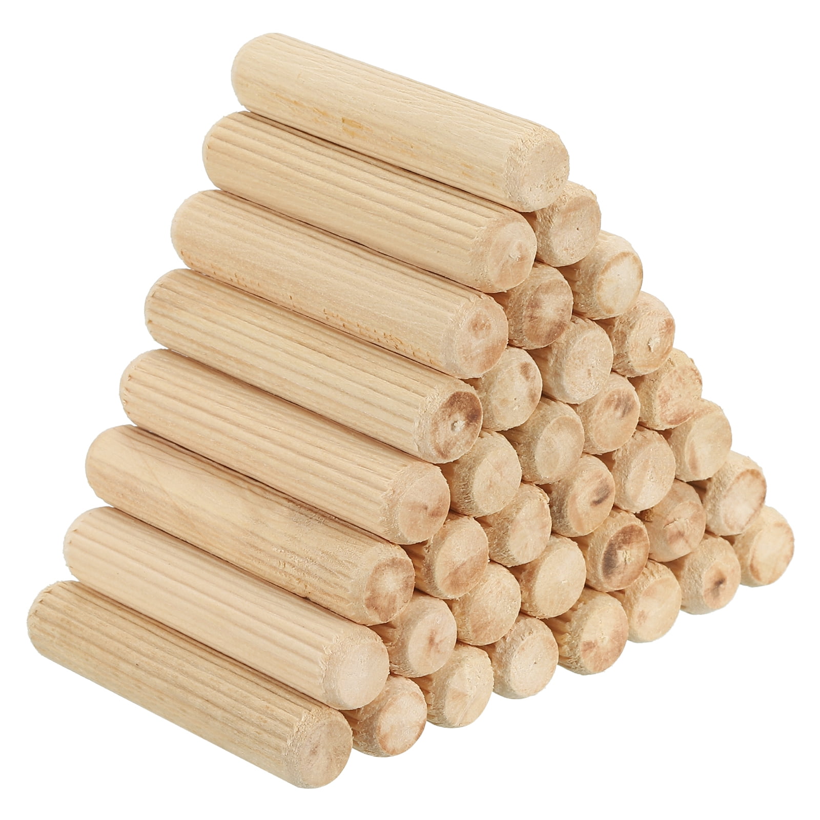 Uxcell 3/8"x2" Wood Dowel Pins,60 Pack Fluted Wooden Dowel Pin Straight Groove Rods for ...