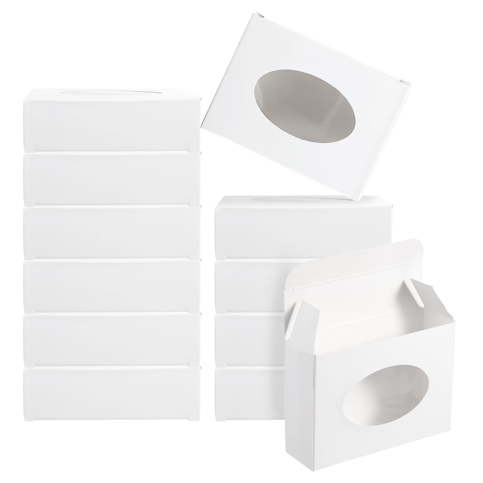 Uxcell 3.8x2.8x1.2" Paper Soap Box with Window, 20 Pack Soap Boxes Oval ...