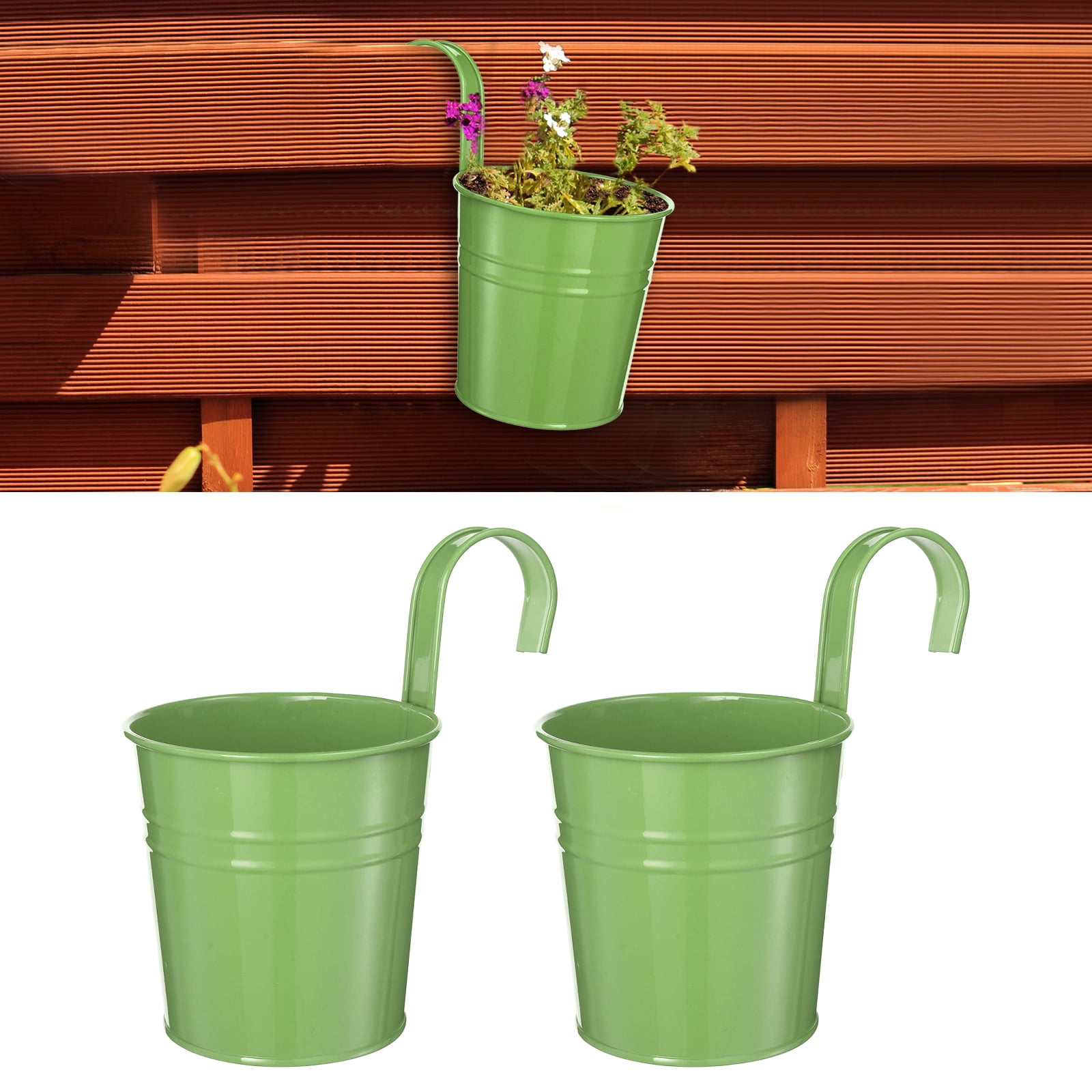 Uxcell 3.9 Inch Hanging Flower Pots Bucket, with Detachable Hook Drain ...