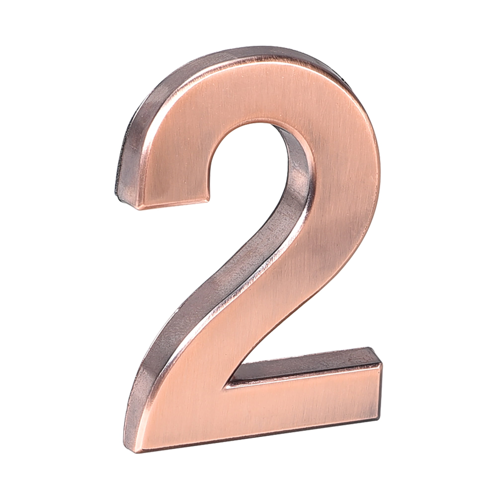 Uxcell 3.94" ABS Brushed Self Adhesive House Number 2 Bronze Tone ...