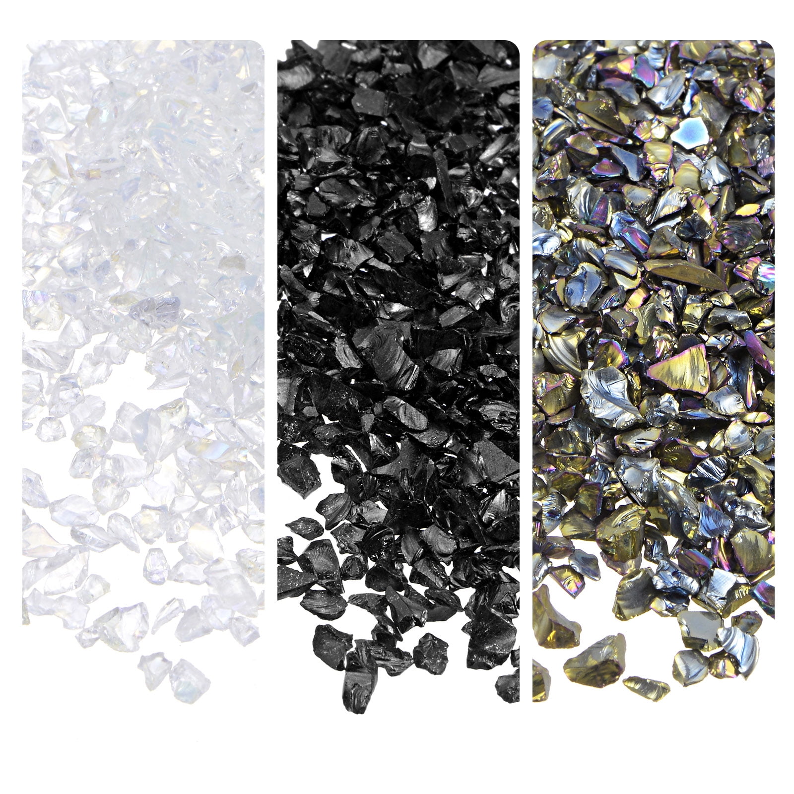 Uxcell 3 Colors Crushed Glass Chips, 1-4mm Irregular Sequins Metallic ...