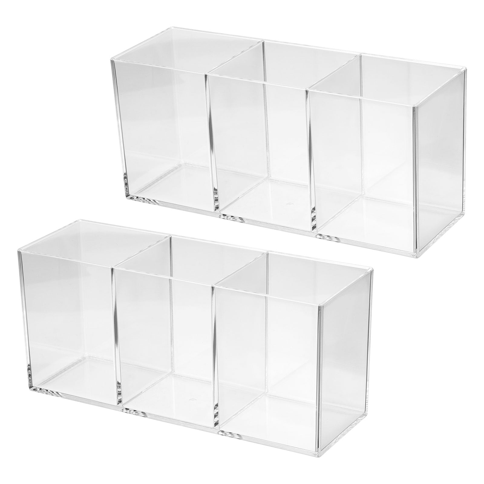 Uxcell 3 Compartments Clear Acrylic Pen Holder Pencil Holder Pen ...