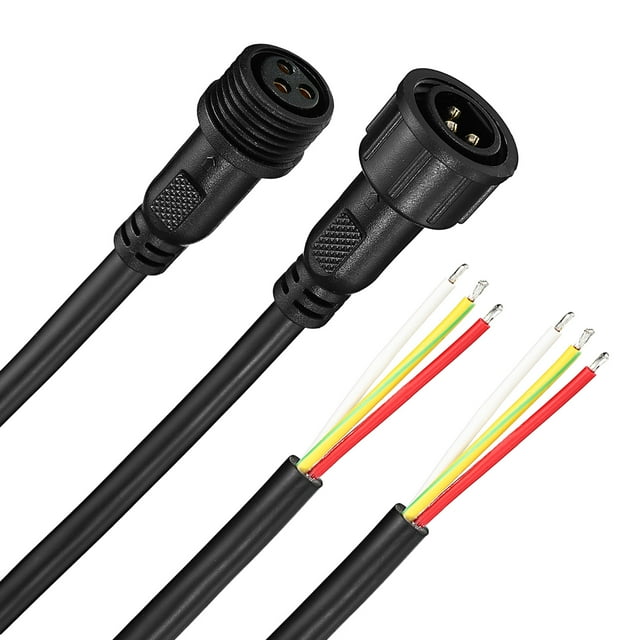 Uxcell 3 Core 3 Pin Waterproof Connectors 18AWG Male Female LED ...