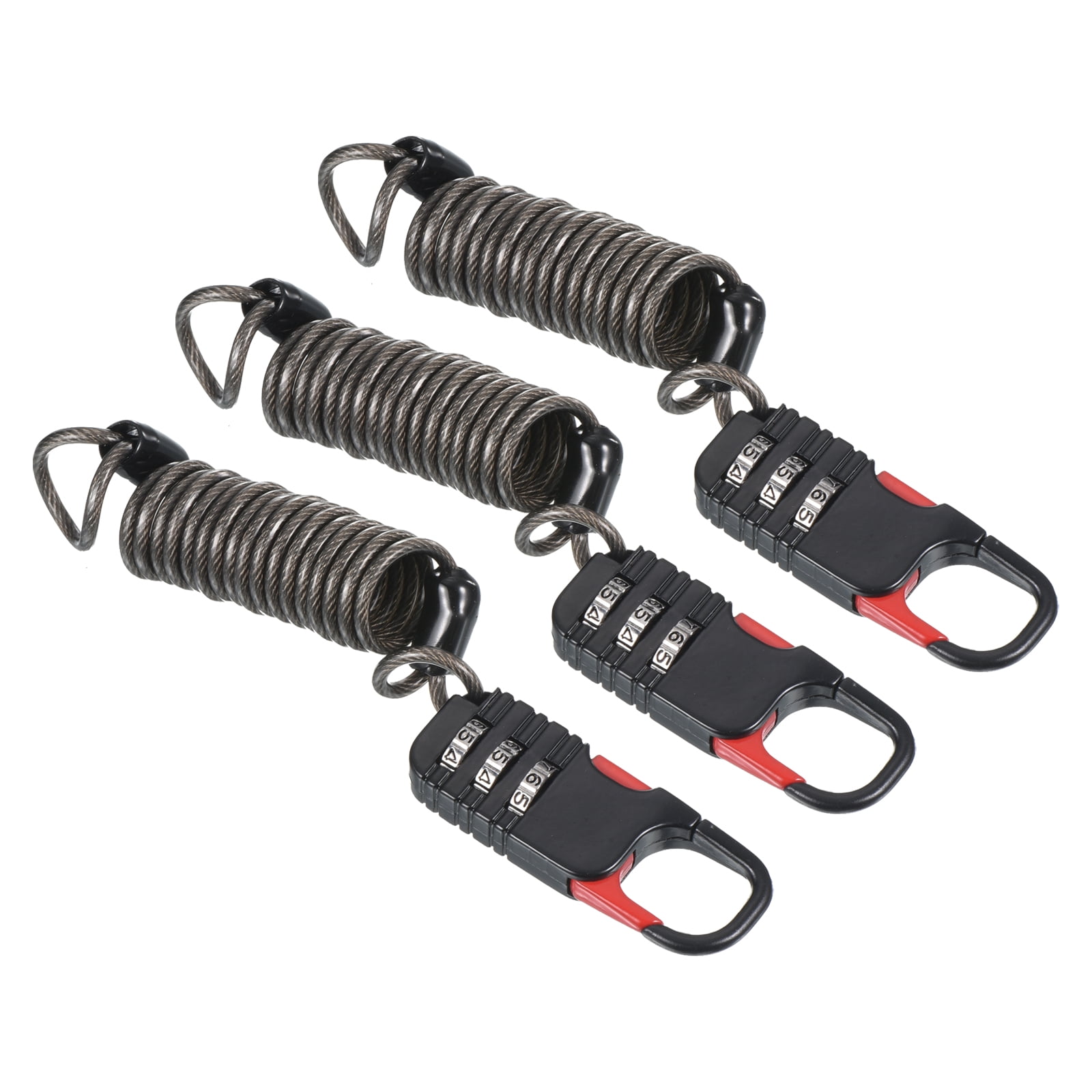 Uxcell 3 Digit Combination Lock with 3.3Ft Security Spring Cable Bike ...