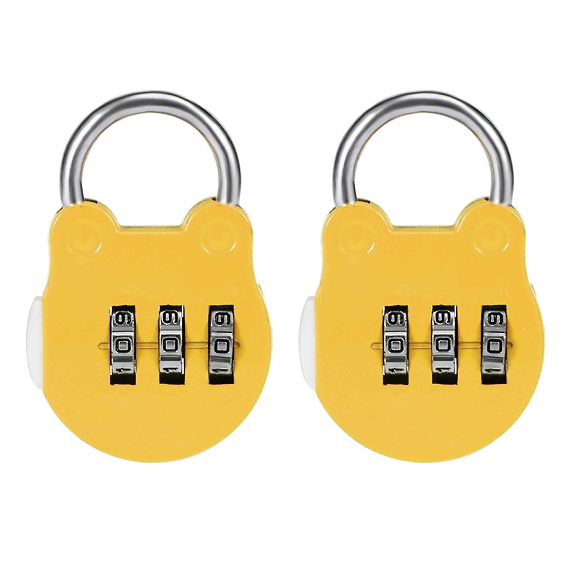 Uxcell 3 Digit Combination Padlock 0.12'' Shackle Dia Locks Zinc Alloy Steel Yellow 2Pcs ...