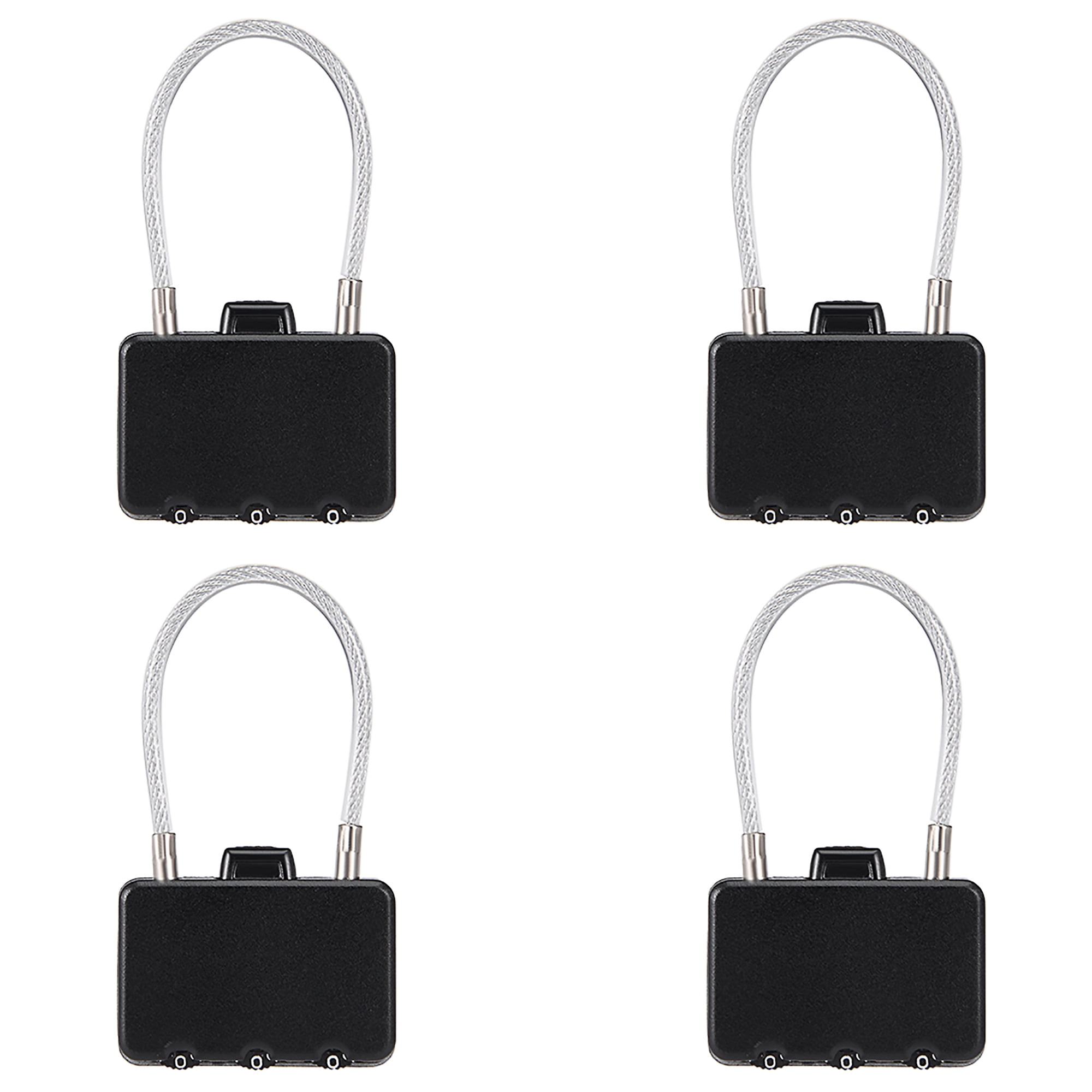 Travel Pack - 4Pcs 3 Digit Combination Padlock, Zinc Alloy, 3mm Wire ...