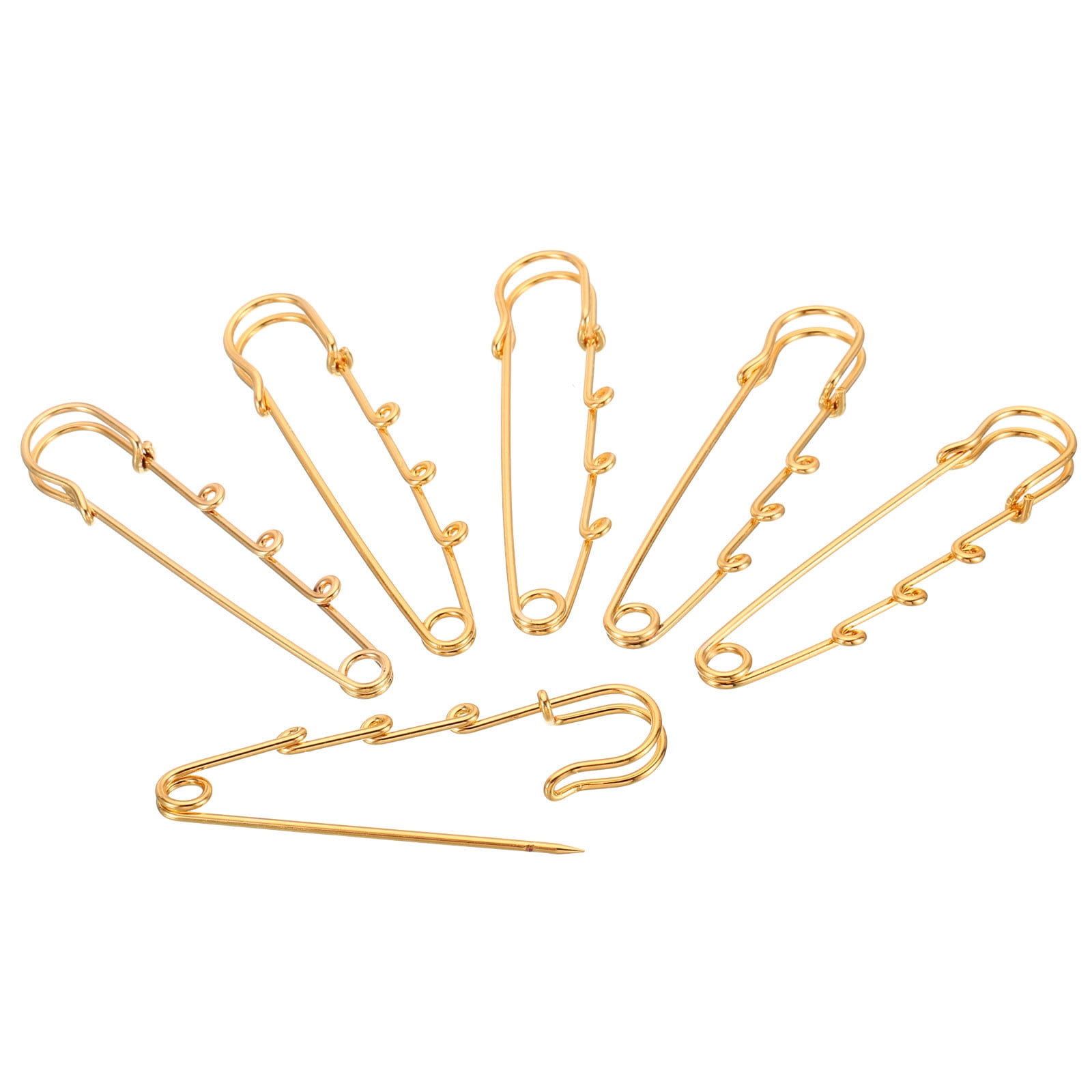 Uxcell 3 Holes Brooch Pins 2.8 Inch Metal Decorative Collar Safety Pins ...