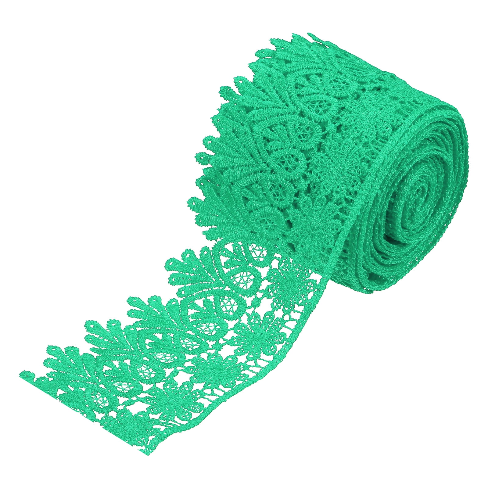 Uxcell 3.14 inch Wide 10 Yard Lace Ribbon Floral Pattern Green ...