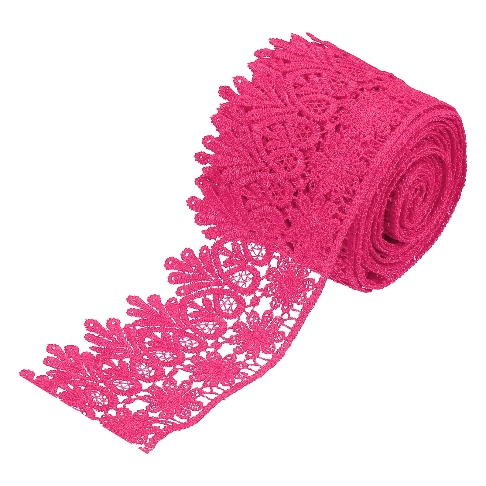 Uxcell 3.14 inch Wide 10 Yard Lace Ribbon Floral Pattern Rose Red ...