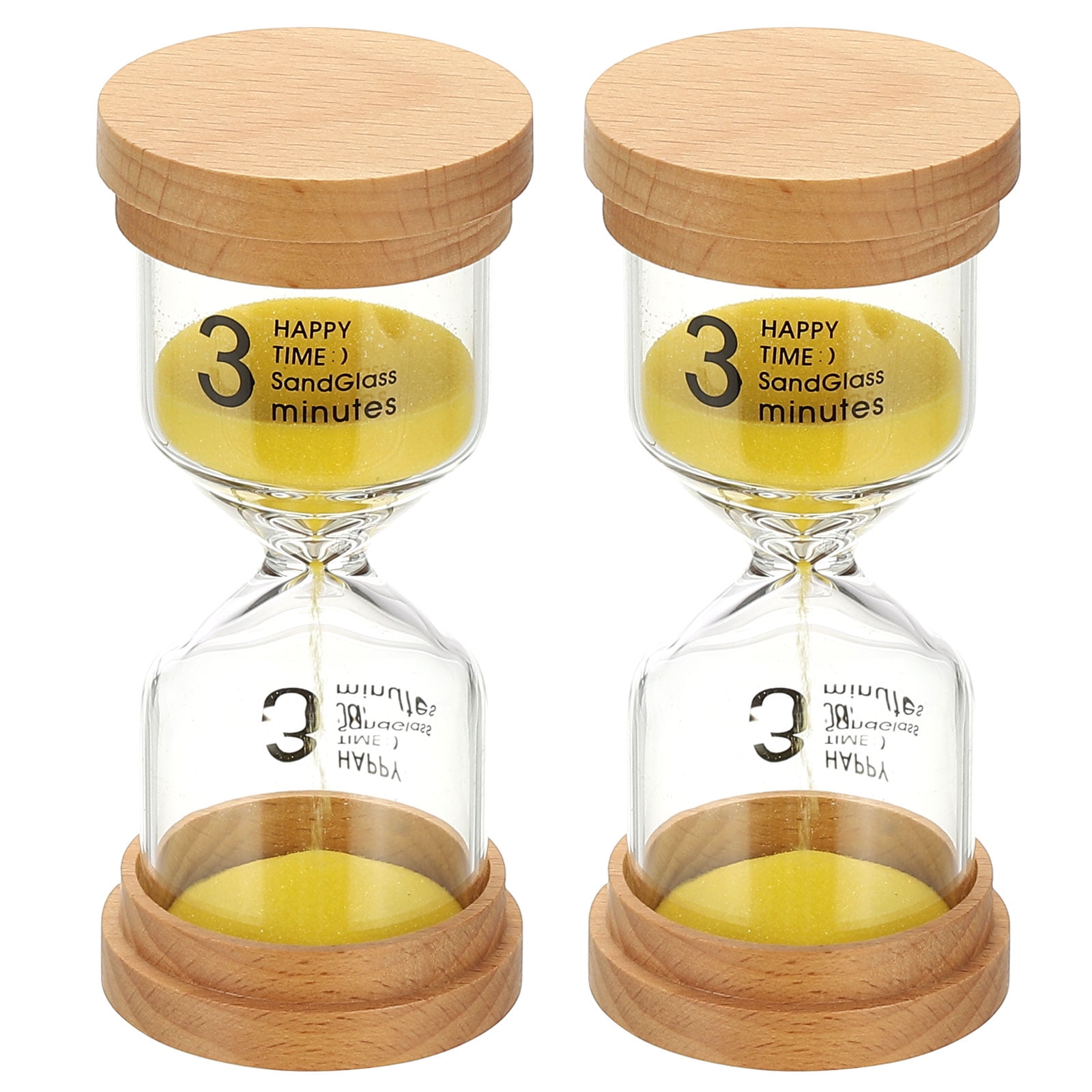 Uxcell 3 Minute Sand Timer, 2 Pcs Wooden Sand Watch Glass Sand Clock ...