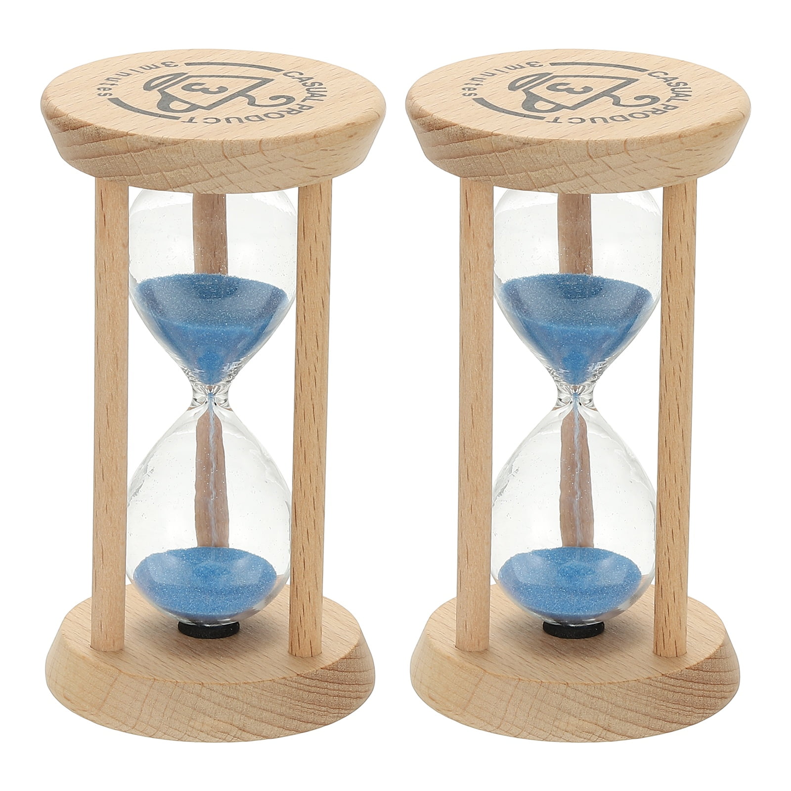 Uxcell 3 Minutes Sand Timer, 2 Pcs Wooden Sand Watch High Glass ...