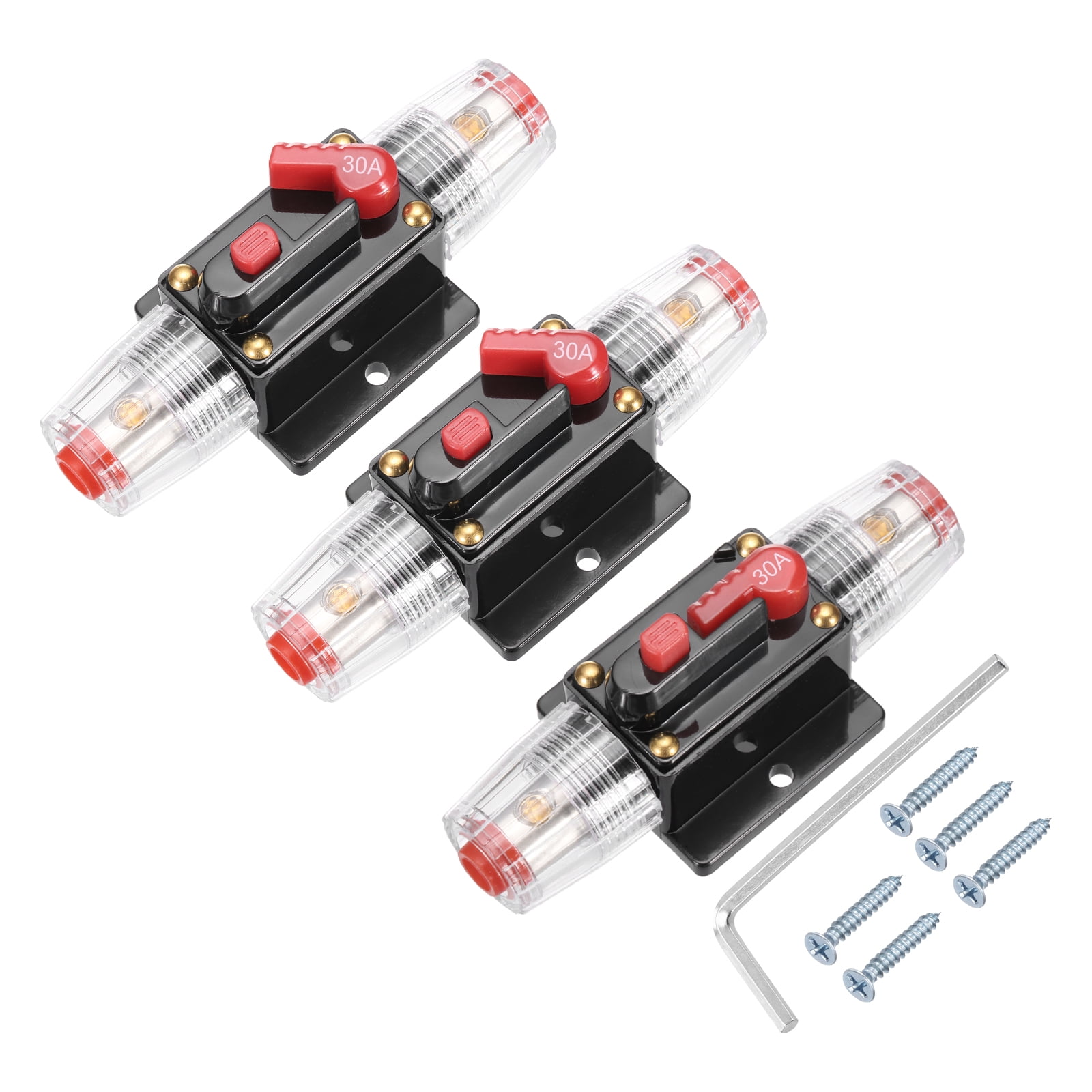 Uxcell 3 Pack 30A Circuit Breaker, 12-48V DC Automotive Circuit ...