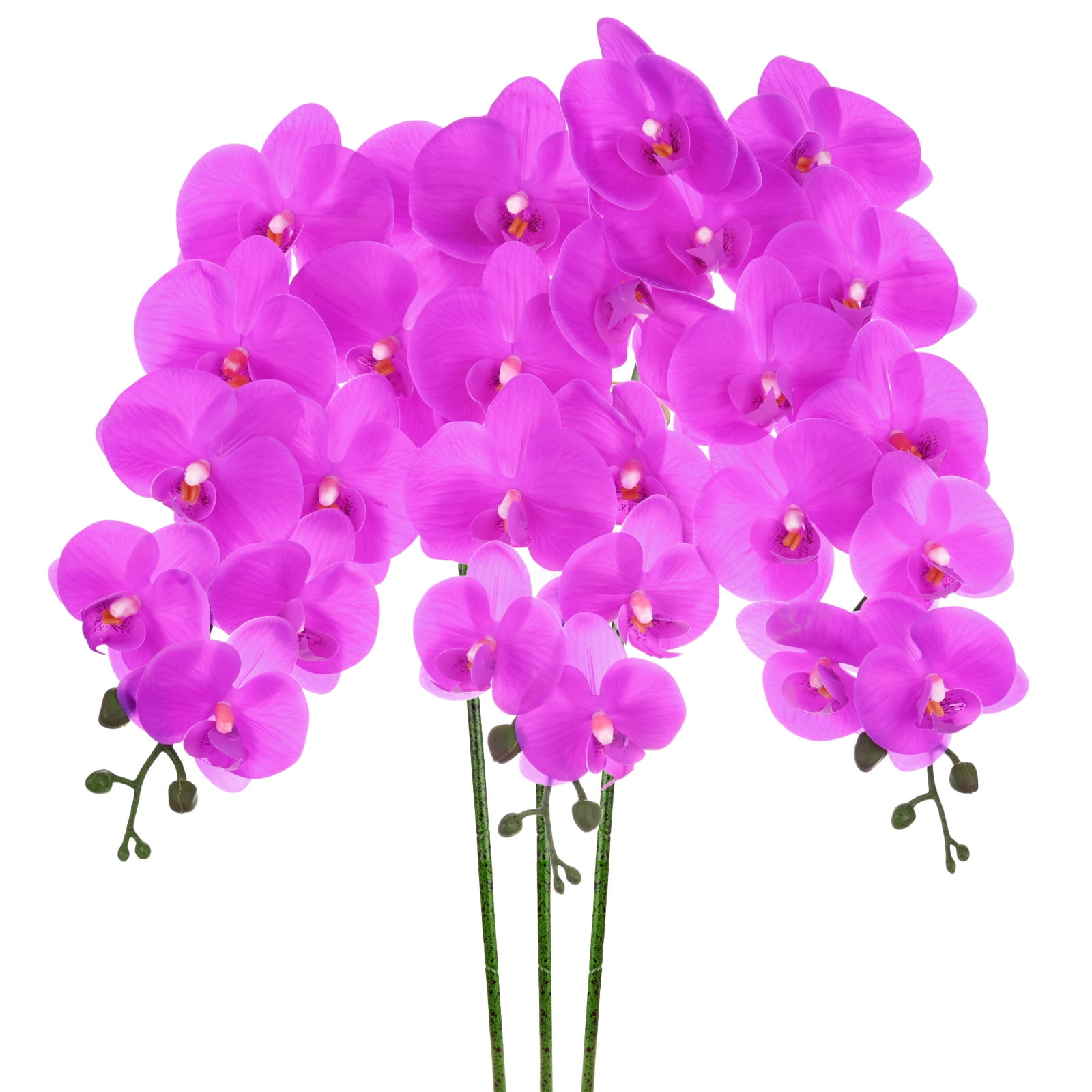 Uxcell 3-Pack Artificial Orchid Flowers 9 Large Petals 37 Inch Faux Phalaenopsis Silk Bouquets ...