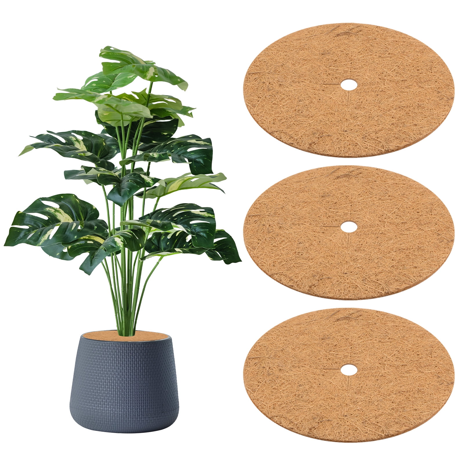 Uxcell 3-Pack Coconut Fibers Mulch Ring Tree Protector Mat, 14.6 Inch ...