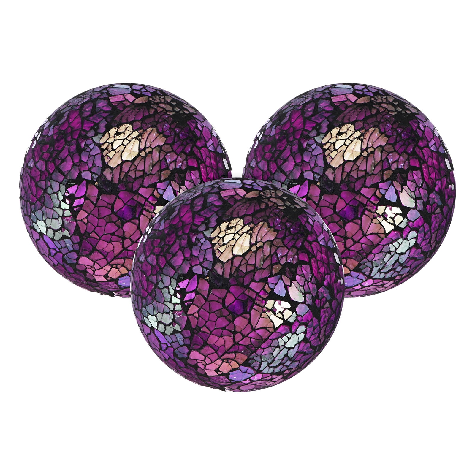 Uxcell 3-Pack Decorative Ball for Bowls, 4 Inch Mosaic Glass Balls ...