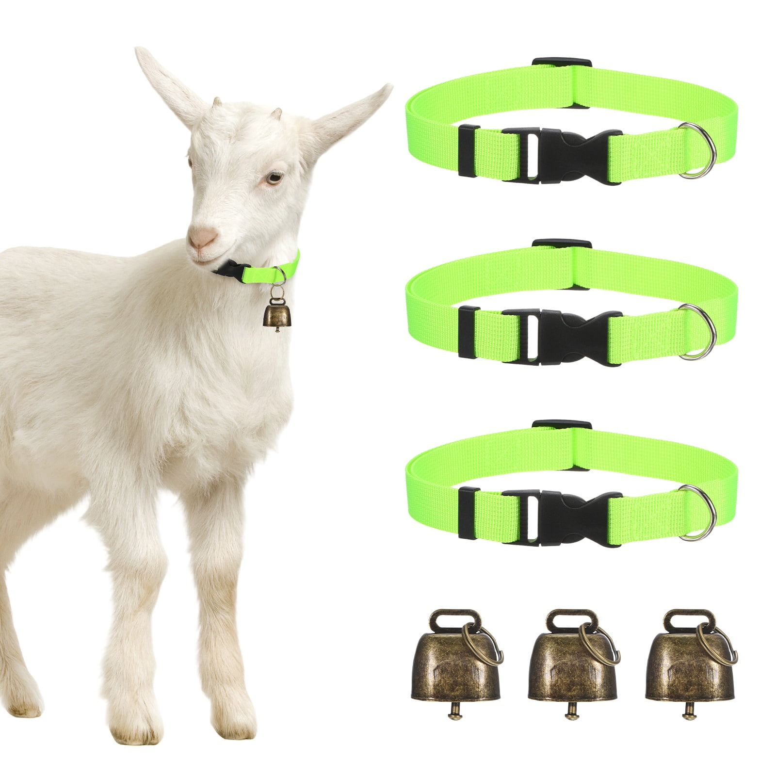 Uxcell 3-Pack Goat Collars with Bells, 13.8"-20.5" Polyester Adjustable ...