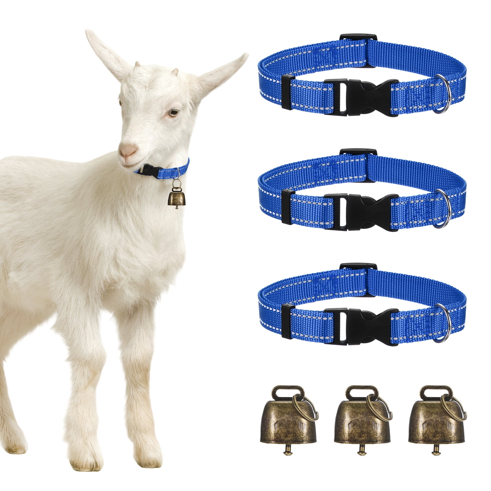 Uxcell 3-Pack Reflective Goat Collars with Bells, 13.8
