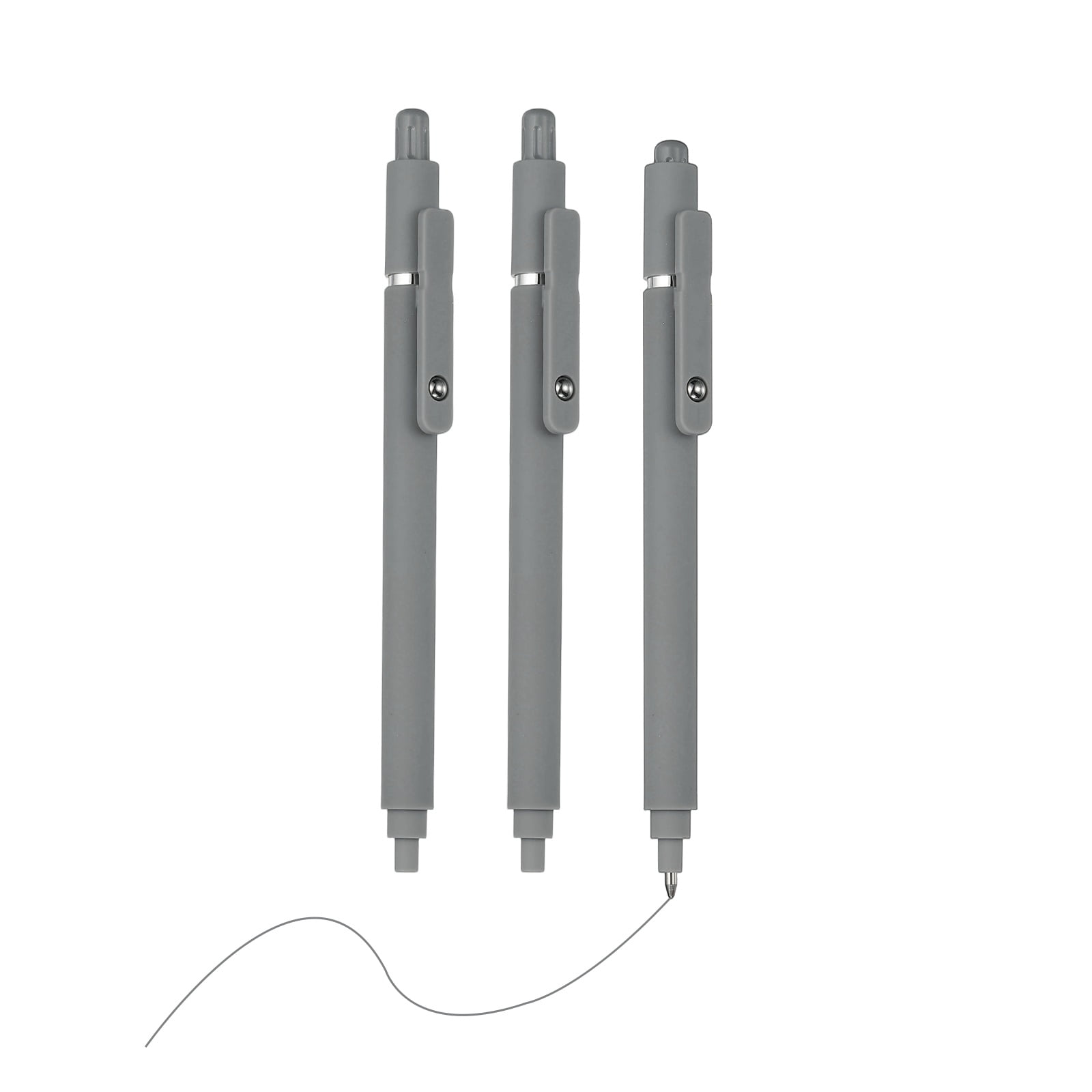 Uxcell 3 Pack Retractable Pens 0.5mm, Grey Gel Ink Pens Retractable ...