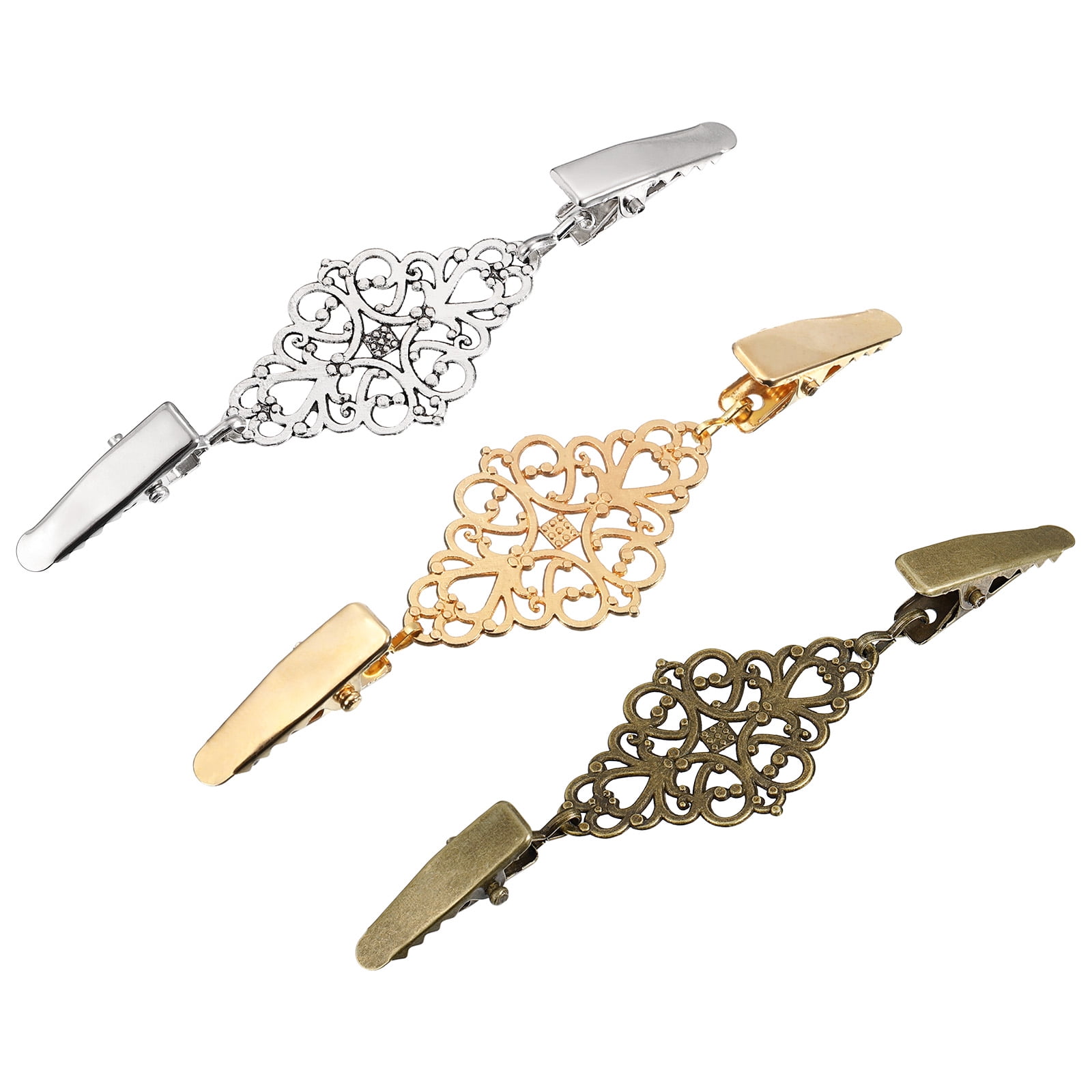 Uxcell 3 Pack Sweater Clips Retro Cardigan Collar Clips Shirt Clips Dresses Clip(Gold, Silver ...