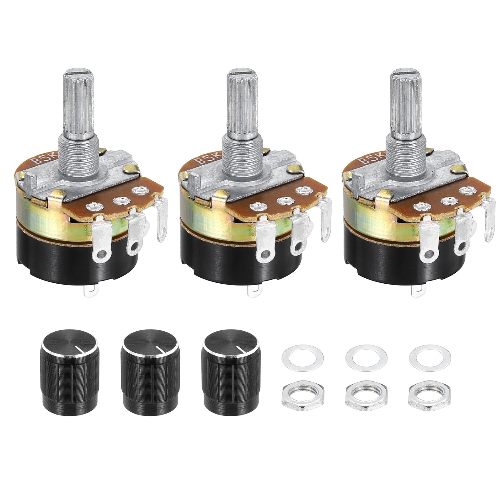 Uxcell 3 Pack WH138 Potentiometer 5K Ohm Single-Joint Variable ...