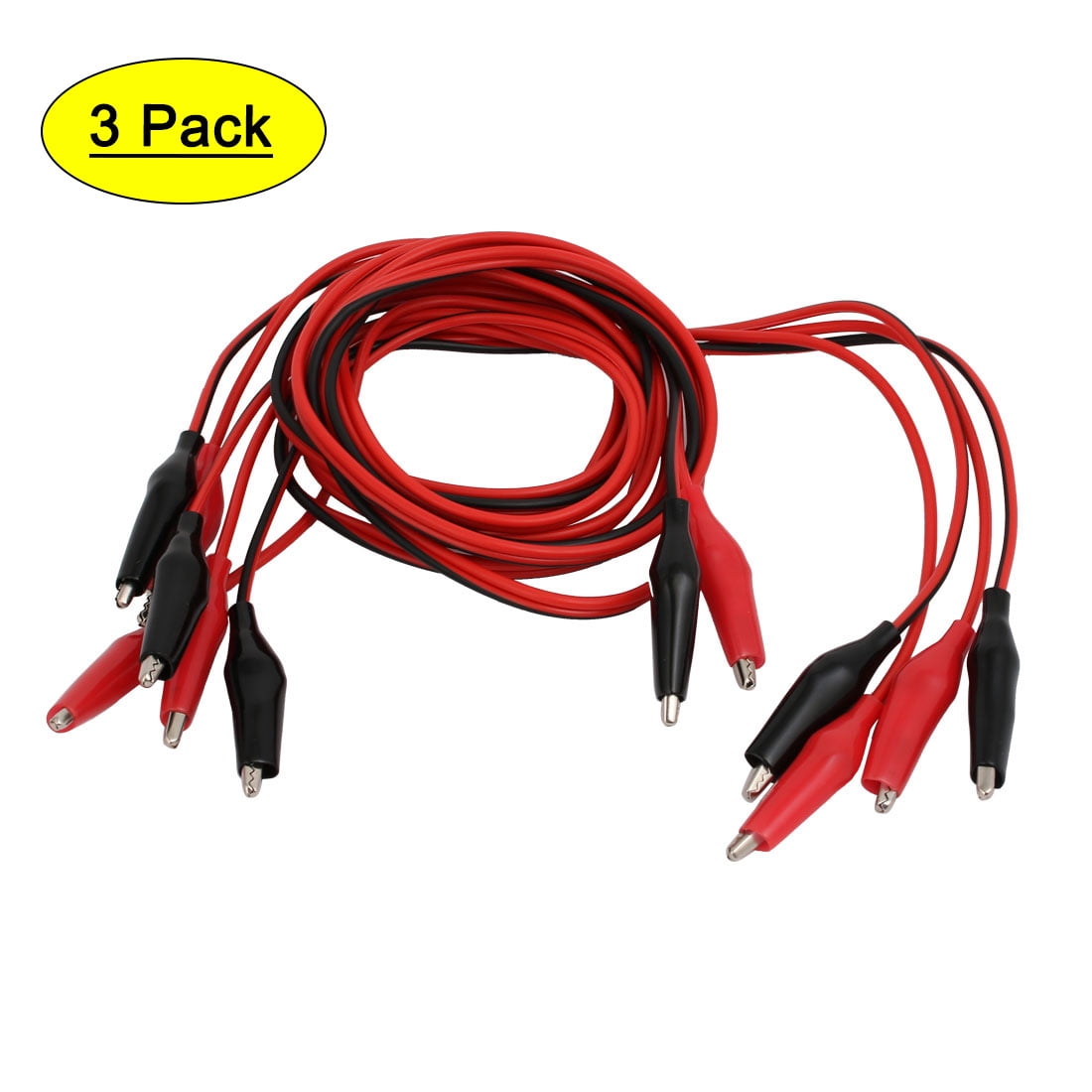 Uxcell 3 Pairs Alligator Connector Cable Jumper Wire Test Leads 1m ...