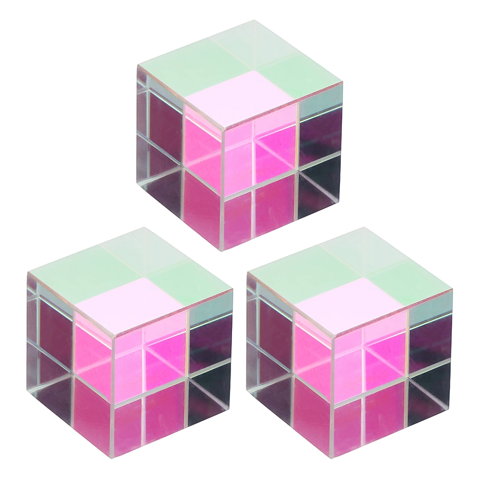 Uxcell 3 Pcs Cube Prism, 25mm K9 Crystal Dispersion Prism Optical Glass ...