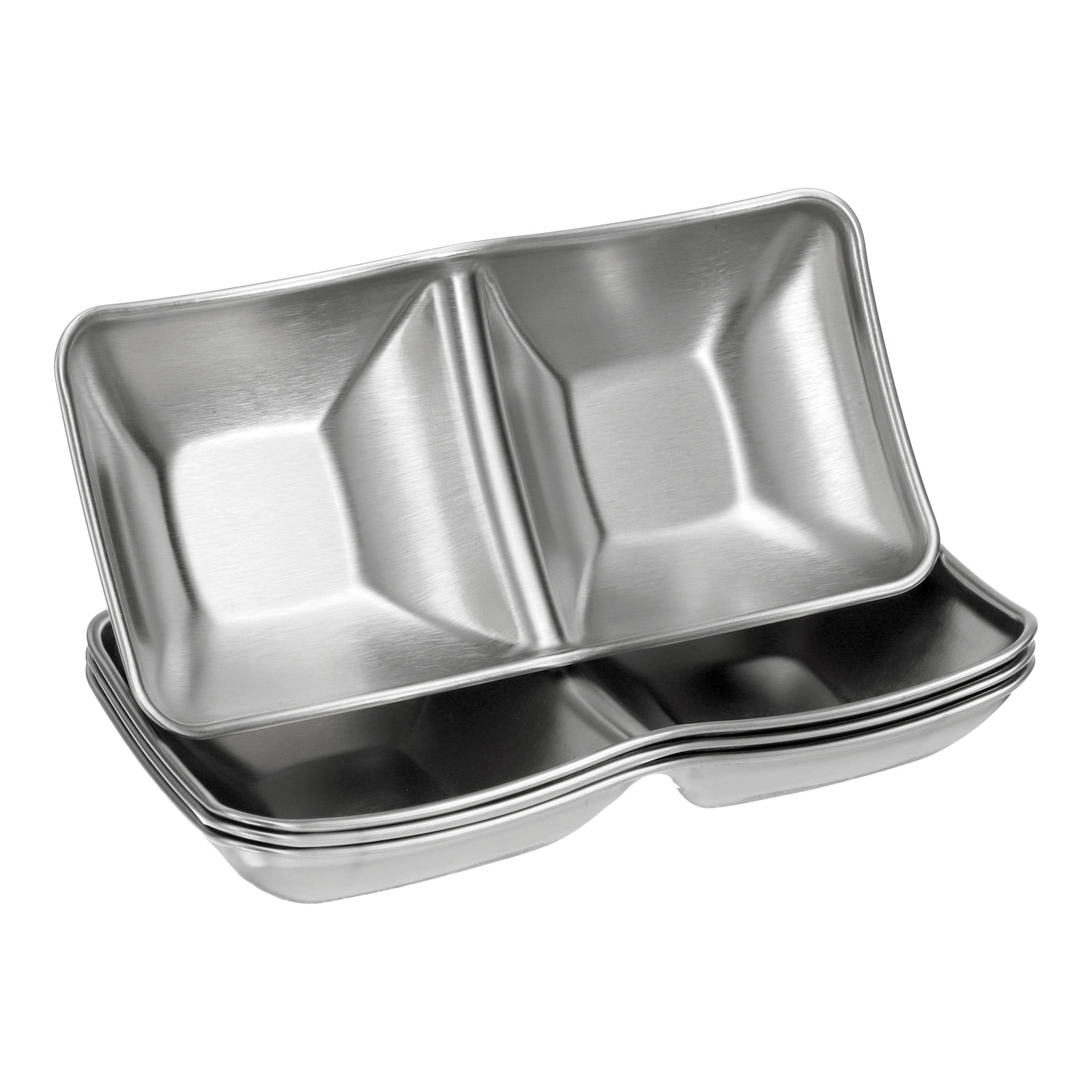 Uxcell 3 Pcs Stainless Steel Sauce Dish, 2 Compartment Soy Sauce ...