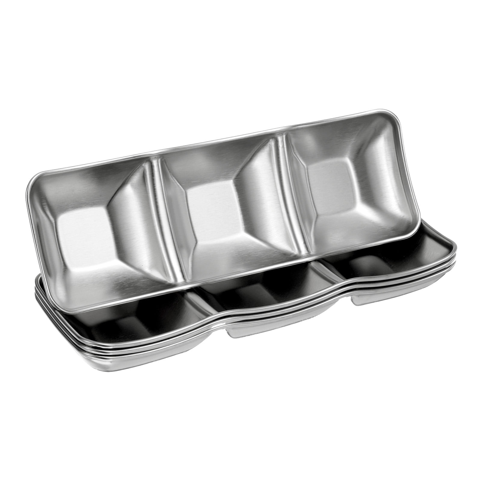 Uxcell 3 Pcs Stainless Steel Sauce Dish, 3 Compartment Soy Sauce ...