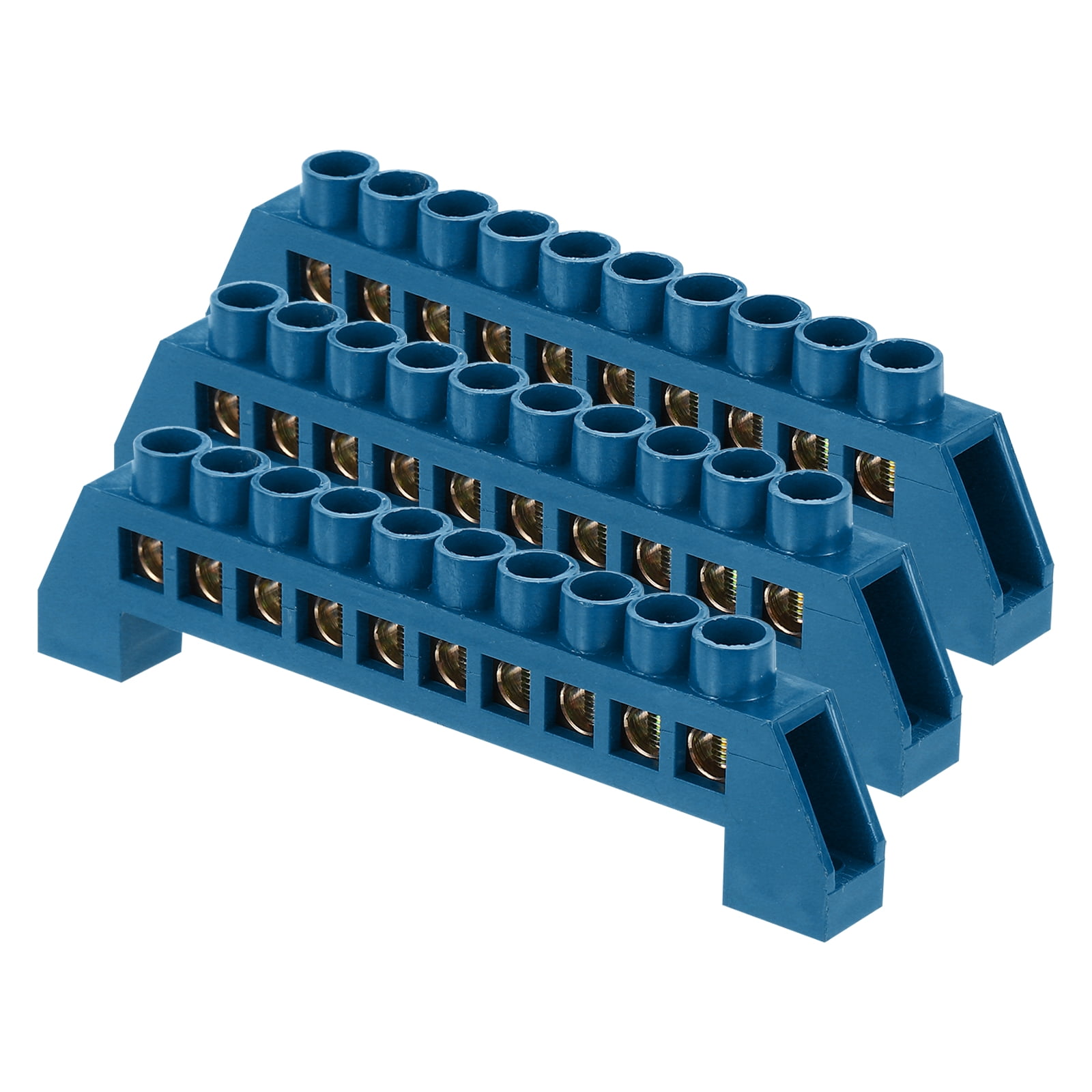 Uxcell 3 Pcs Terminal Ground Bar, 10 Positions Screw Brass Terminal Bus ...