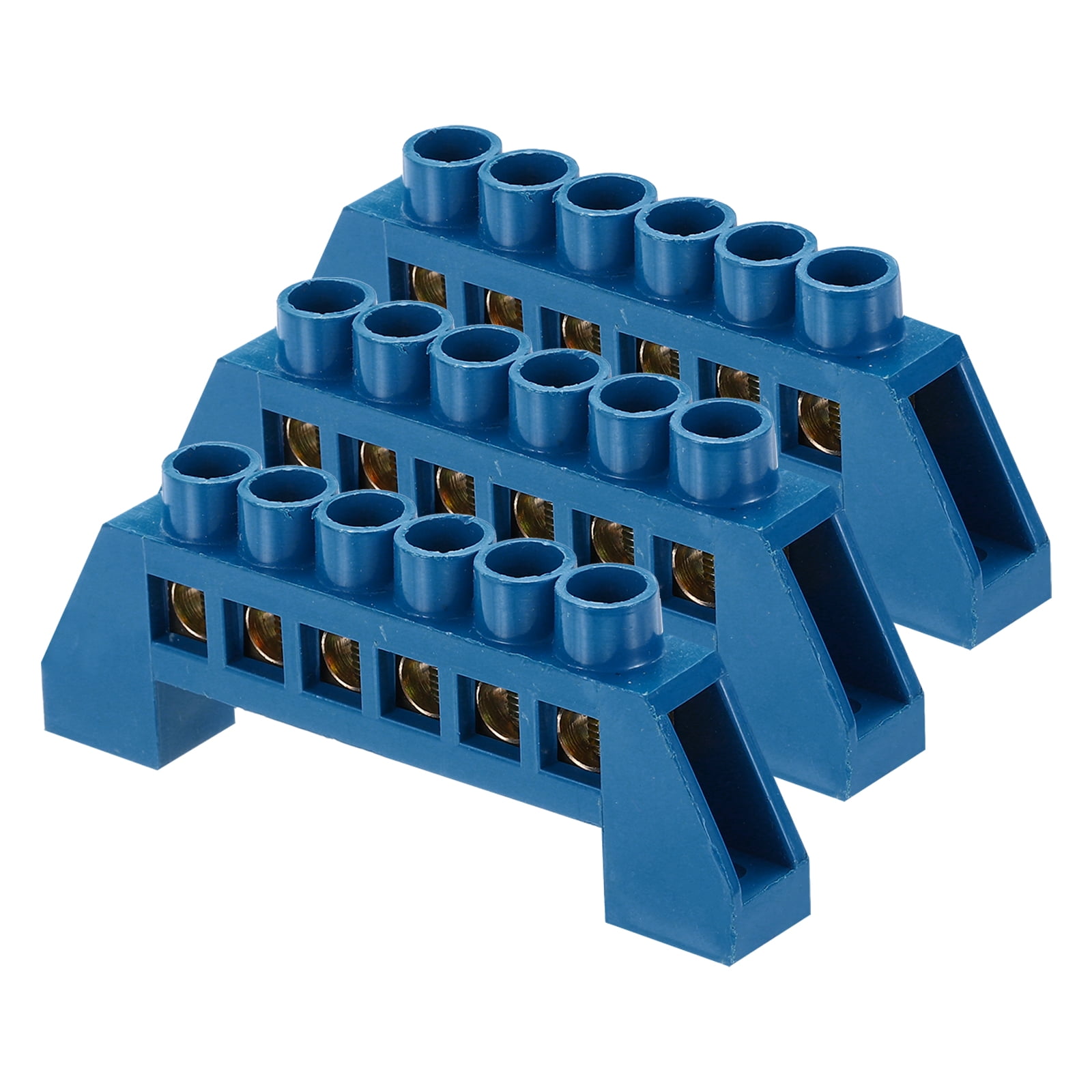 Uxcell 3 Pcs Terminal Ground Bar, 6 Positions Screw Brass Terminal Bus ...