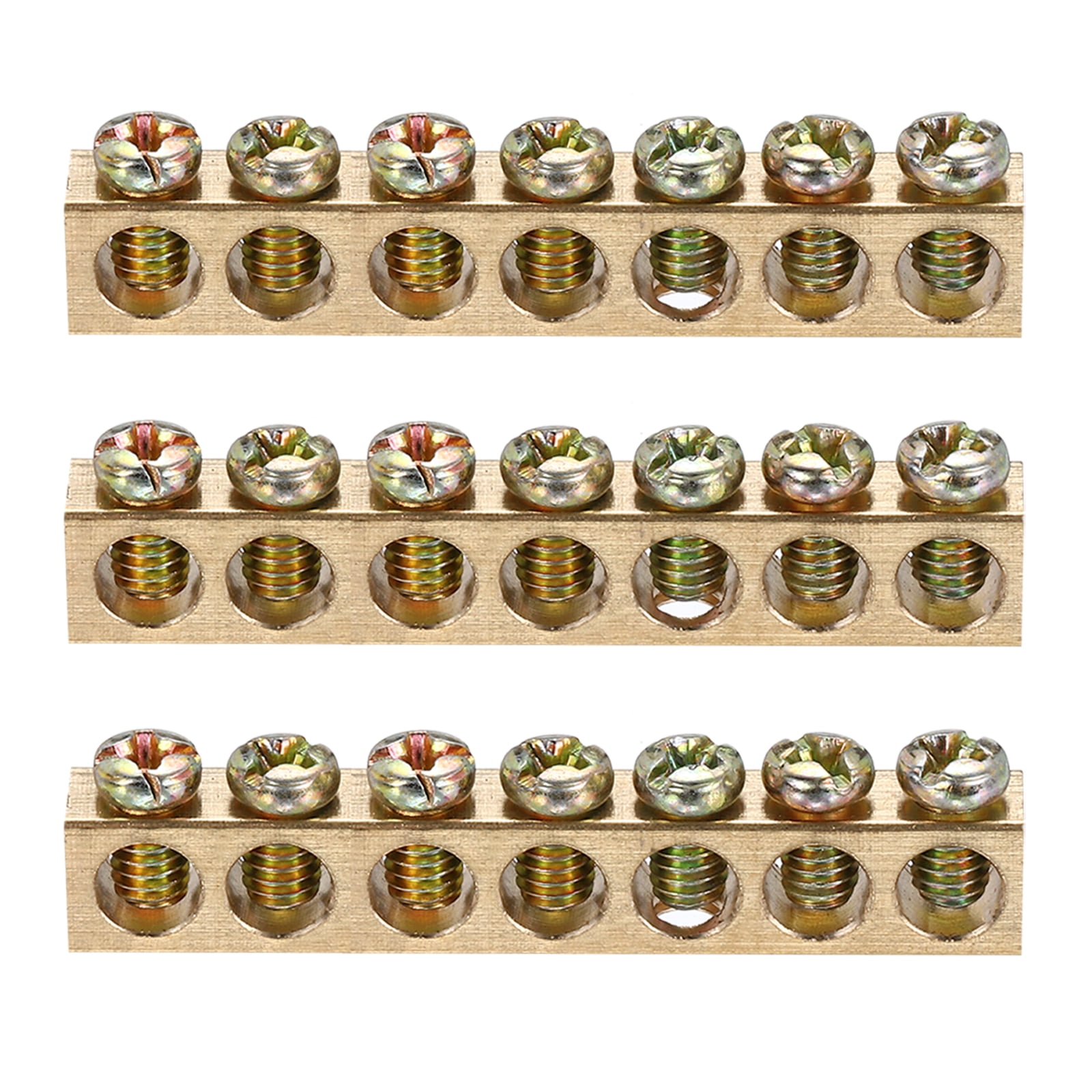 Uxcell 3 Pcs Terminal Ground Bar, 7 Positions Screw Brass Terminal ...