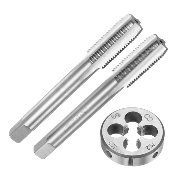 Uxcell 3 Pieces Metric Hand Tap and Die Set M12 x 1.25 Taper/Plug ...