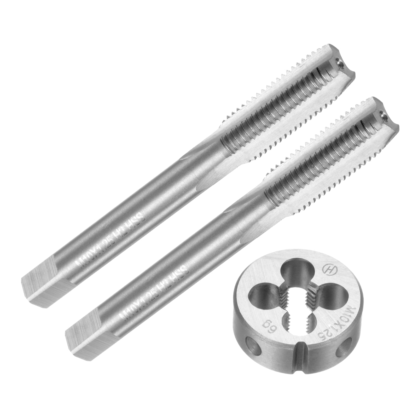 Uxcell 3 Pieces Metric Tap and Die Set M10 x 1.25 Thread Tap & Round ...
