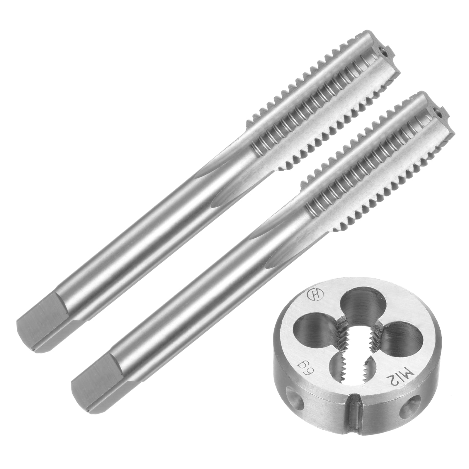 Uxcell 3 Pieces Metric Tap and Die Set M12 x 1.75 Thread Tap & Round ...