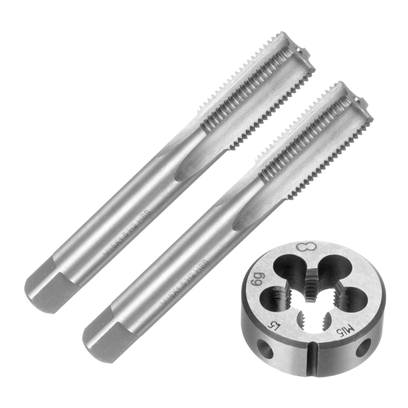 Uxcell 3 Pieces Metric Tap and Die Set M15 x 1.5 Thread Tap & Round Die ...