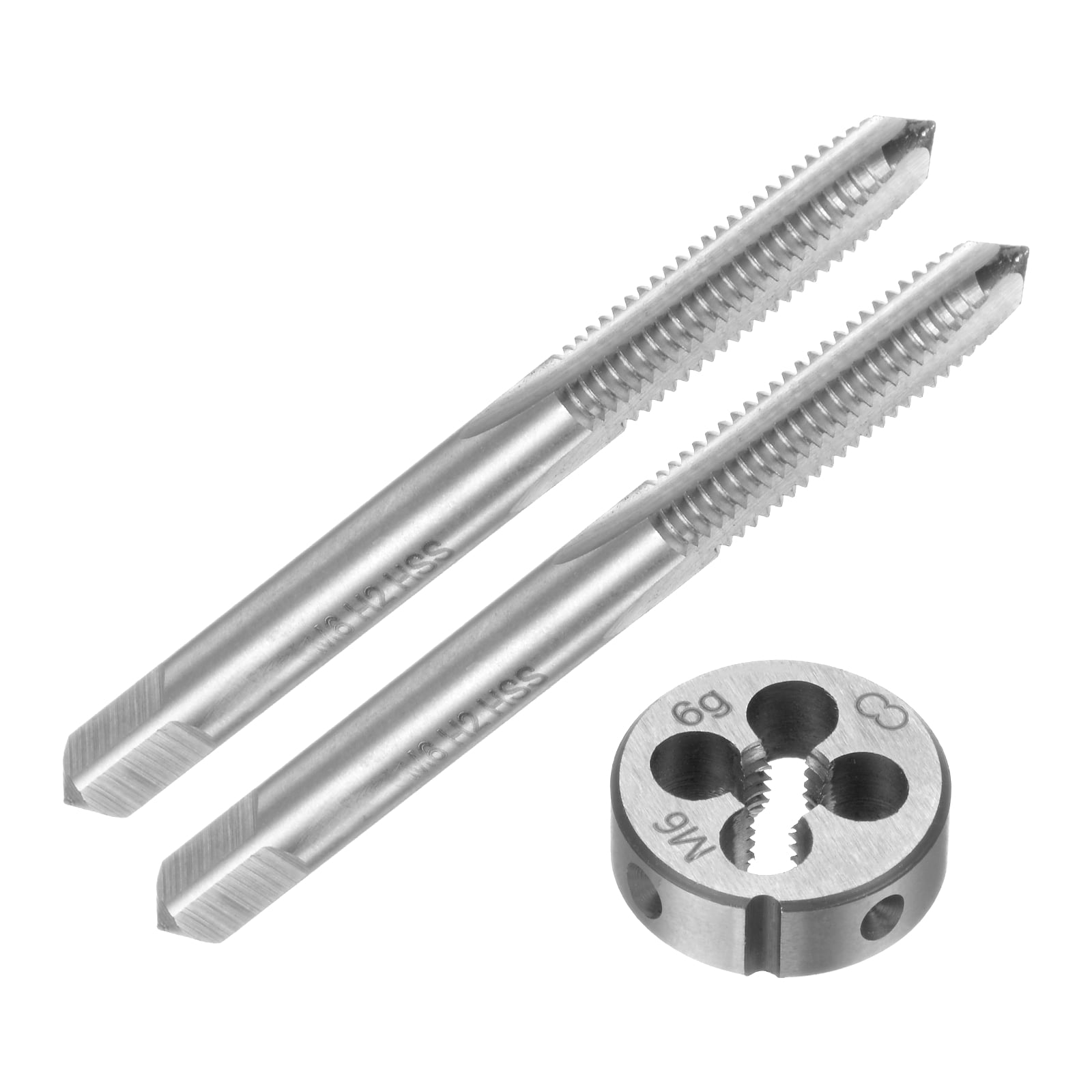 Uxcell 3 Pieces Metric Tap and Die Set M6 x 1 Thread Tap & Round Die ...