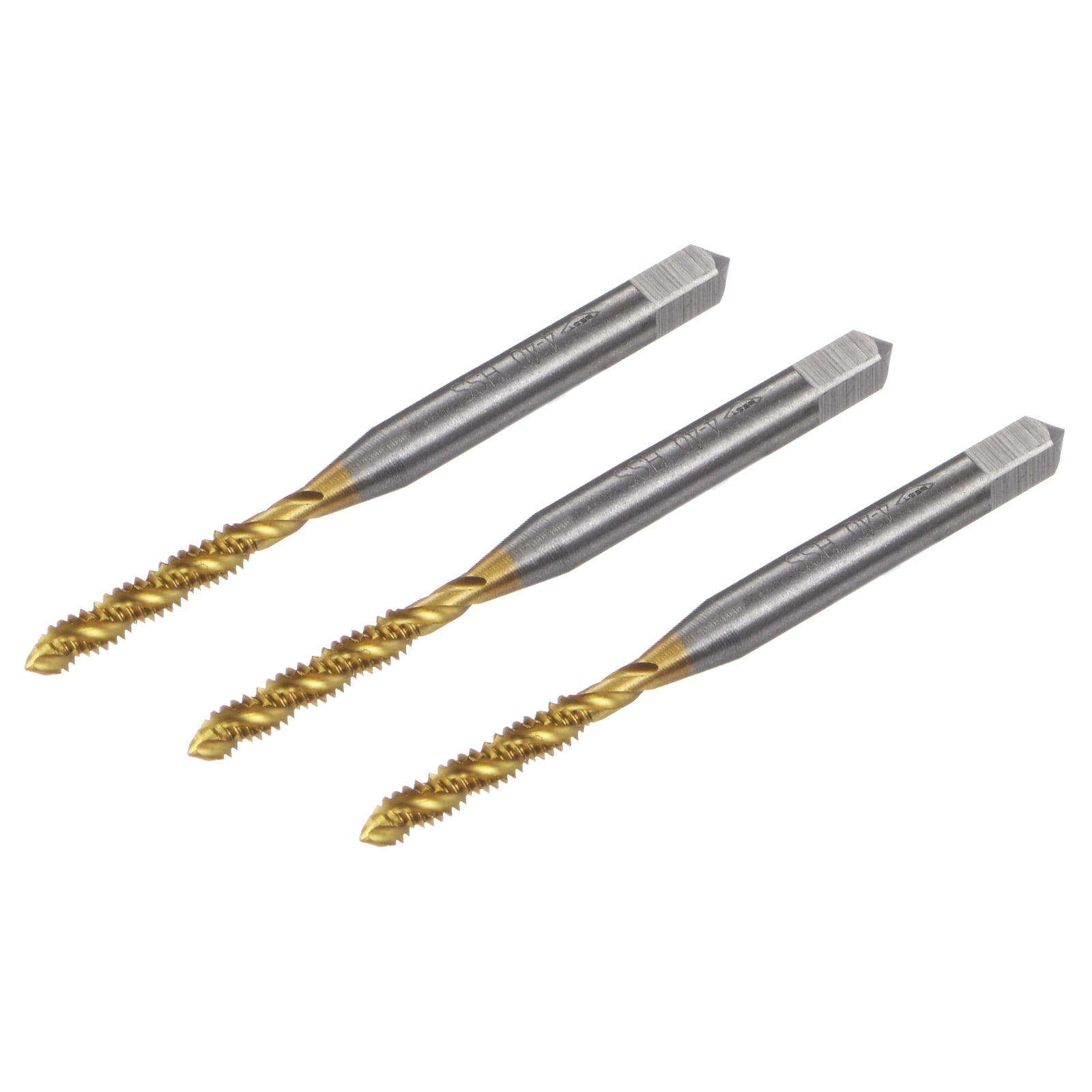 Uxcell 3 Pieces Spiral Flute Thread Taps 4-40 UNC H2 Titanium Coated ...