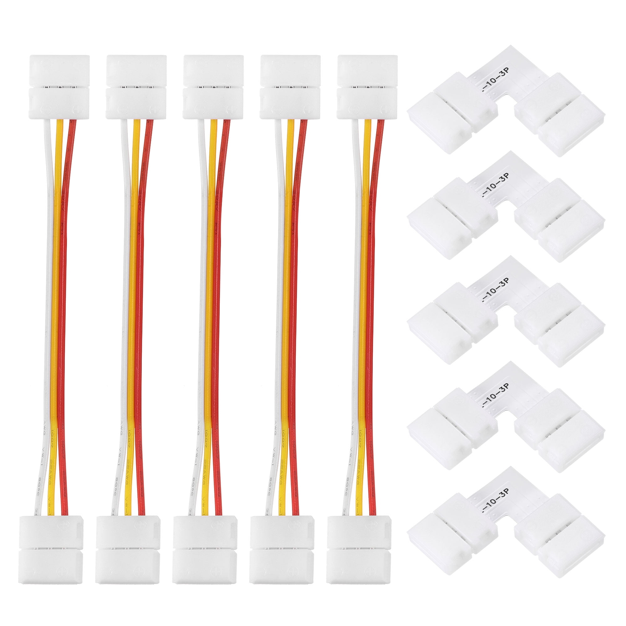 Uxcell 3 Pin 10mm LED Connector Kit, Include Strip to Strip Jumper, L ...