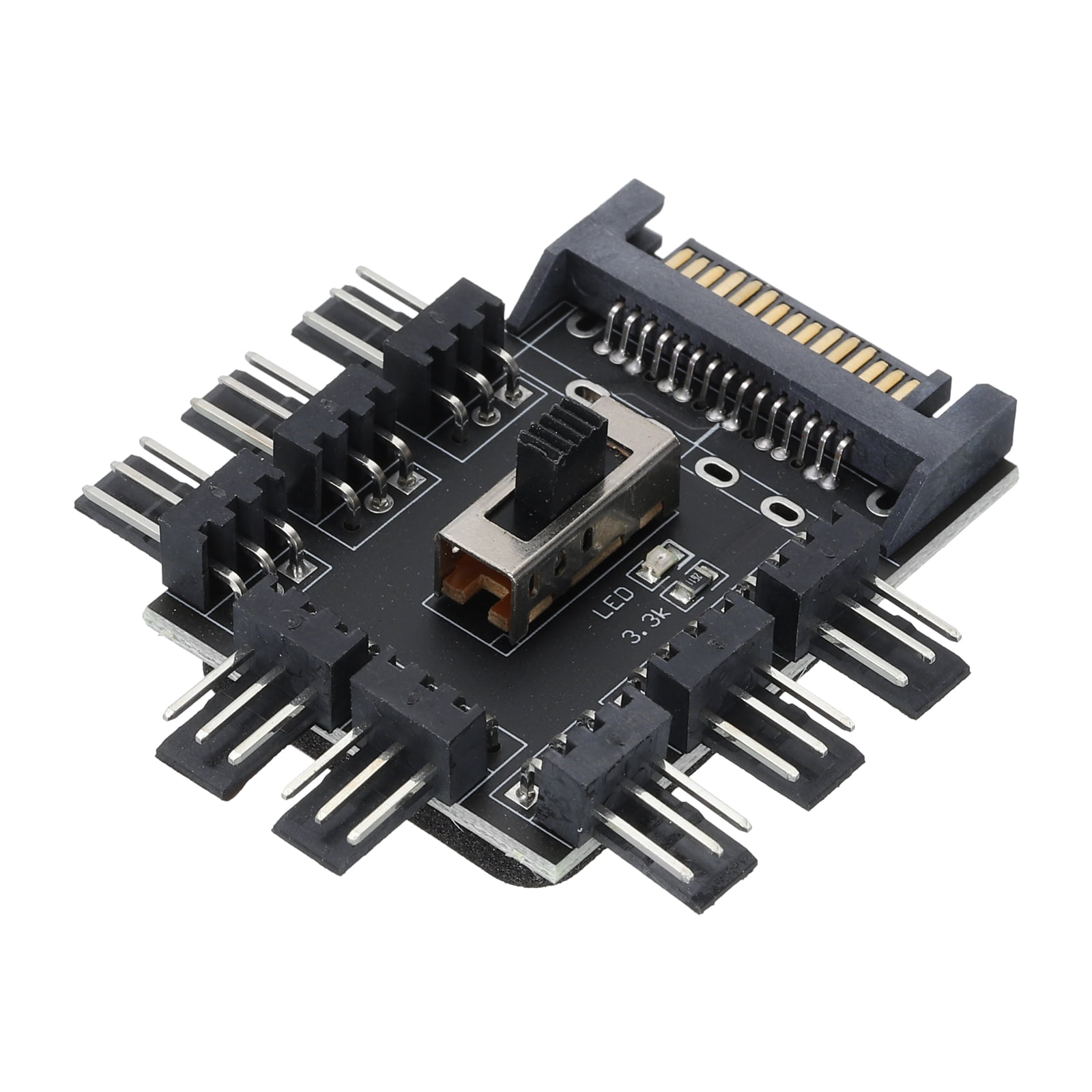 Uxcell 3 Pin Chassis Fan Hub 15PIN 1 to 8 3PIN Connector Adapter 12V ...