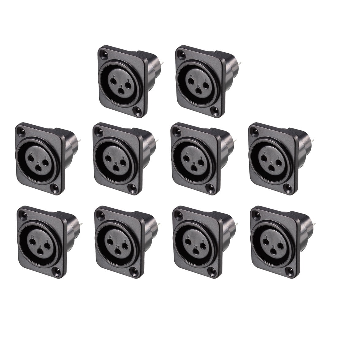 Uxcell 3-Pin XLR Female Jack Panel Mount For Microphone Connector ...