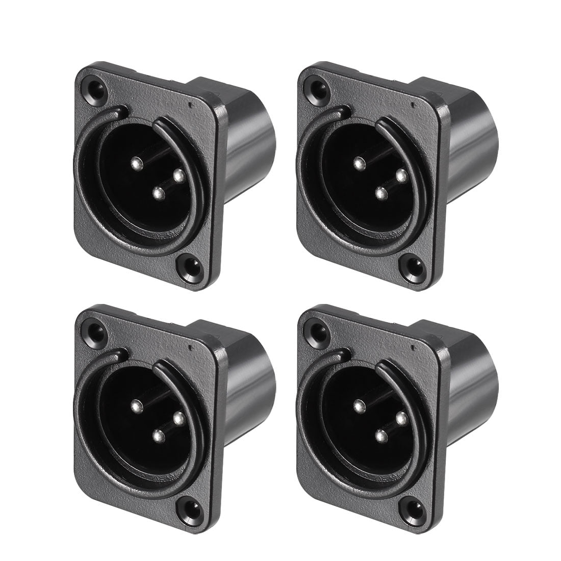 Uxcell 3-Pin XLR Male Jack Panel Mount For Connector Adapter Twist Lock ...