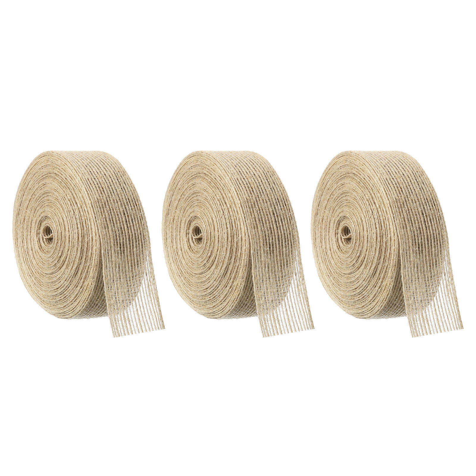 Uxcell 3 Rolls Natural Burlap Fabric Ribbon 1-1/4 Inch Burlap Wired ...