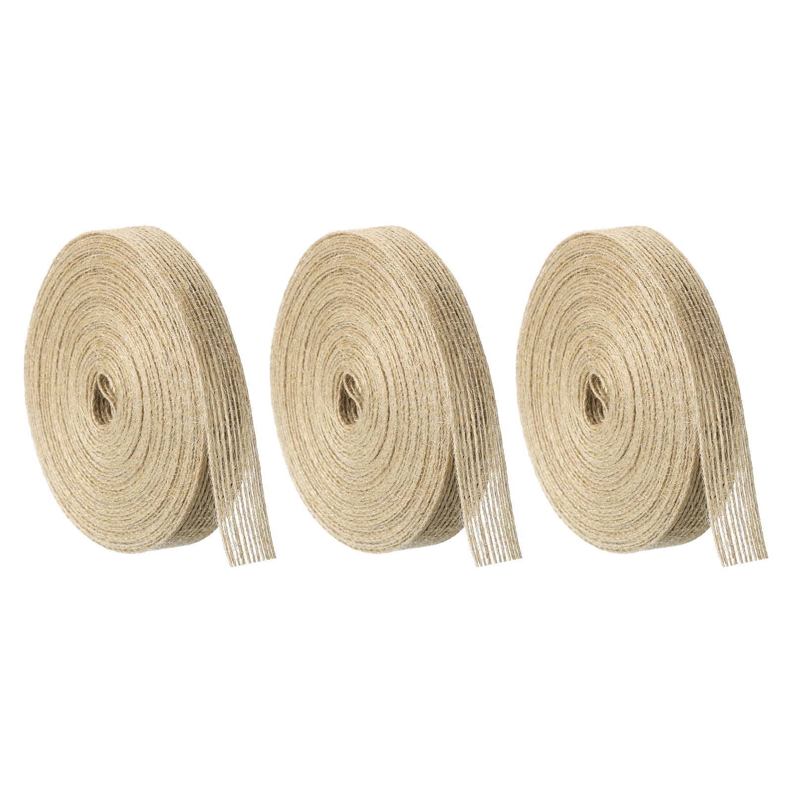 Uxcell 3 Rolls Natural Burlap Fabric Ribbon 5/8 Inch Burlap Wired ...