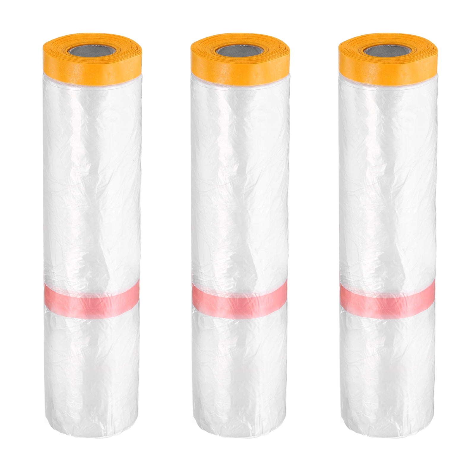 Uxcell 3 Rolls Pre-Taped Masking Film 157.5"x65.6ft Double Adhesive ...