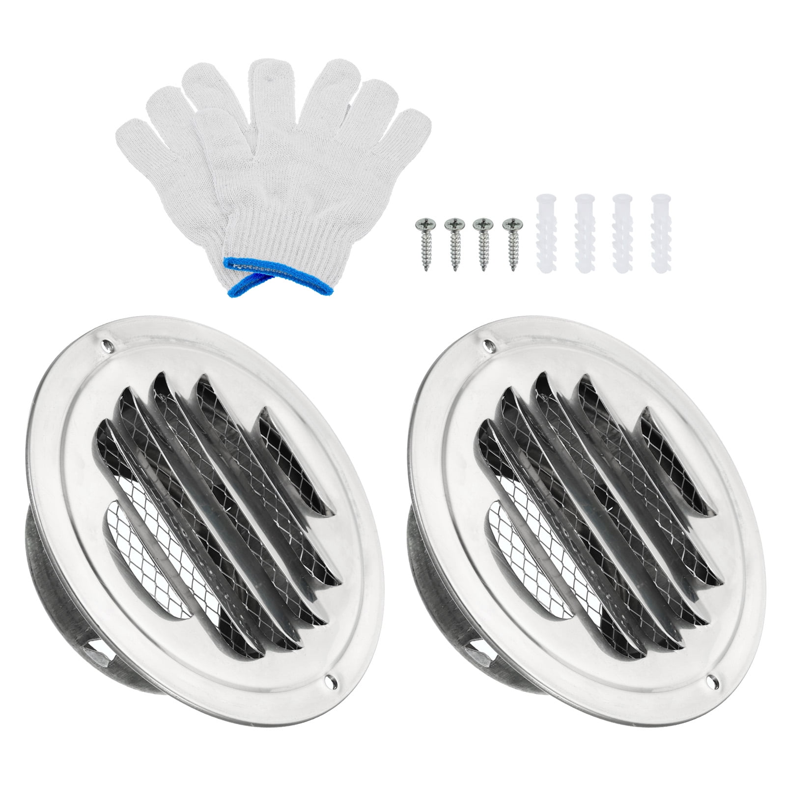 Uxcell 3" Round Soffit Air Vents, 2 Set Stainless Steel Louver Grille ...