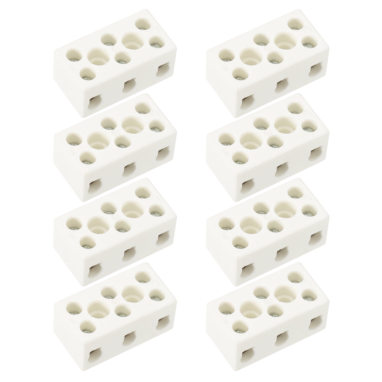 Uxcell 3 Way Ceramics Terminal Blocks, 8Pcs 10A High Temp Porcelain ...