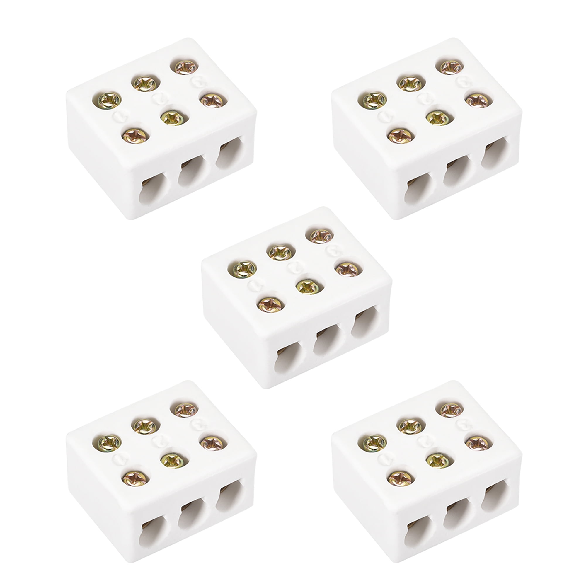Uxcell 3 Way Ceramics Terminal Blocks High Temp Porcelain Connectors 1. ...