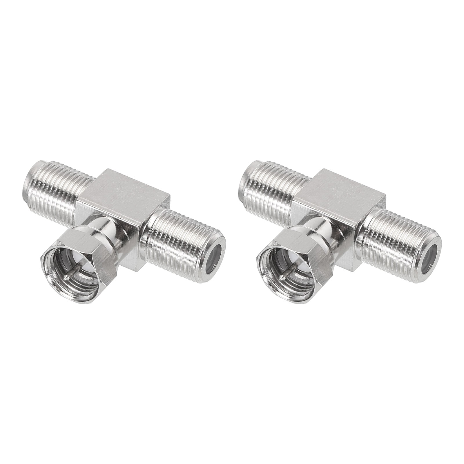 Uxcell 3 Way Coaxial Connector F Male to 2 F Female Adapter 75 Ohm RG6 ...