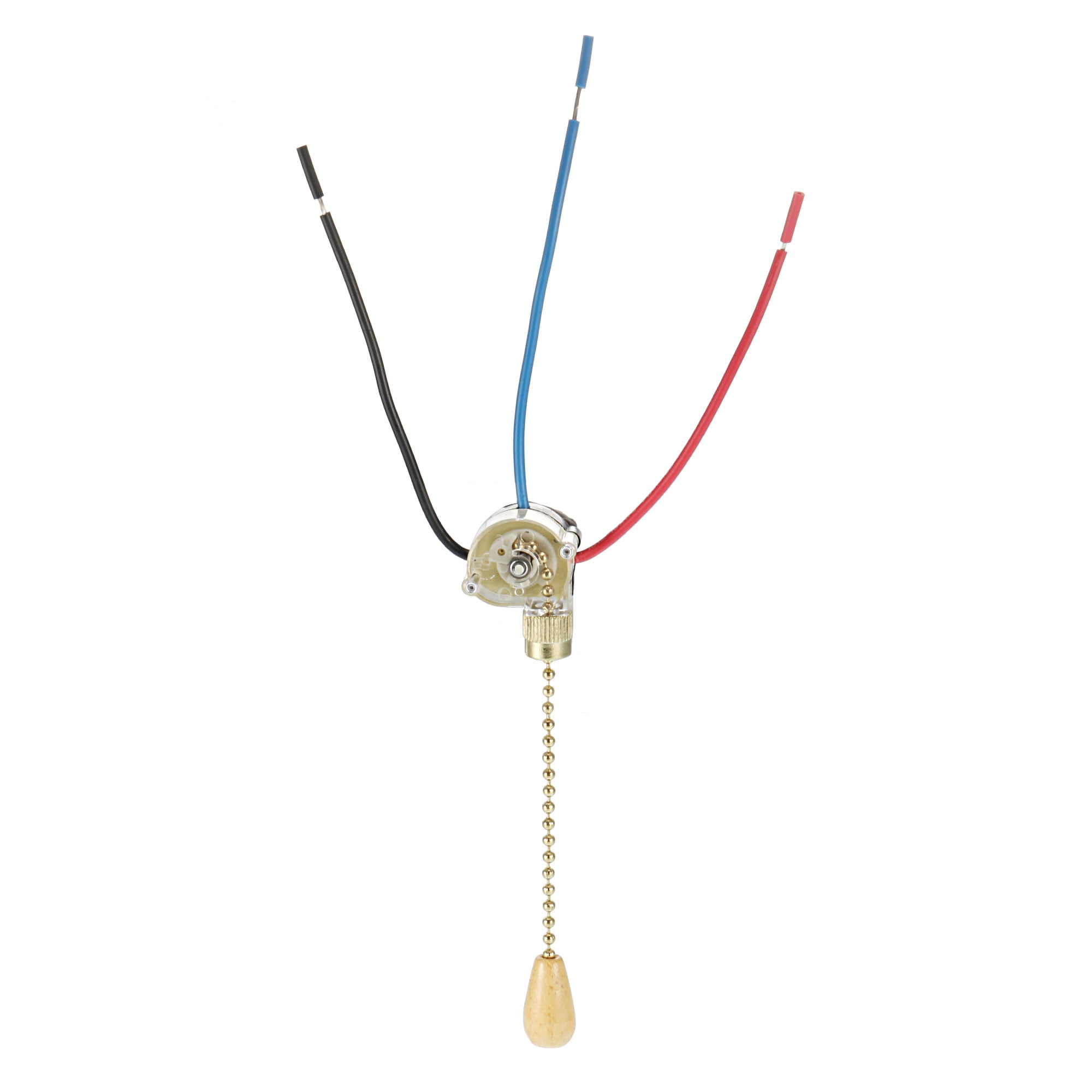 Uxcell 3 Way Fan Light Switch with Golden Pull Chain and Wood Knob ...